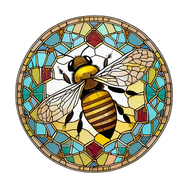 DOPASTICKER Bee Round Sticker Colorful Mosaic Rainbow Vivid Honey Comb ...