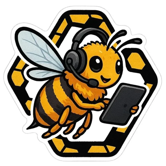 DOPASTICKER Bee With Tablet Sticker Car Sticker Cute Decoration Phone ...
