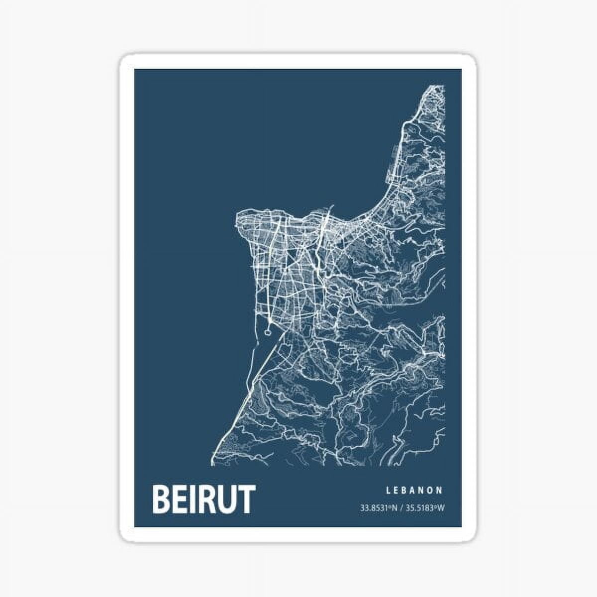 DOPASTICKER Beirut Blueprint City Map Sticker Phone Decal Water Bottle ...