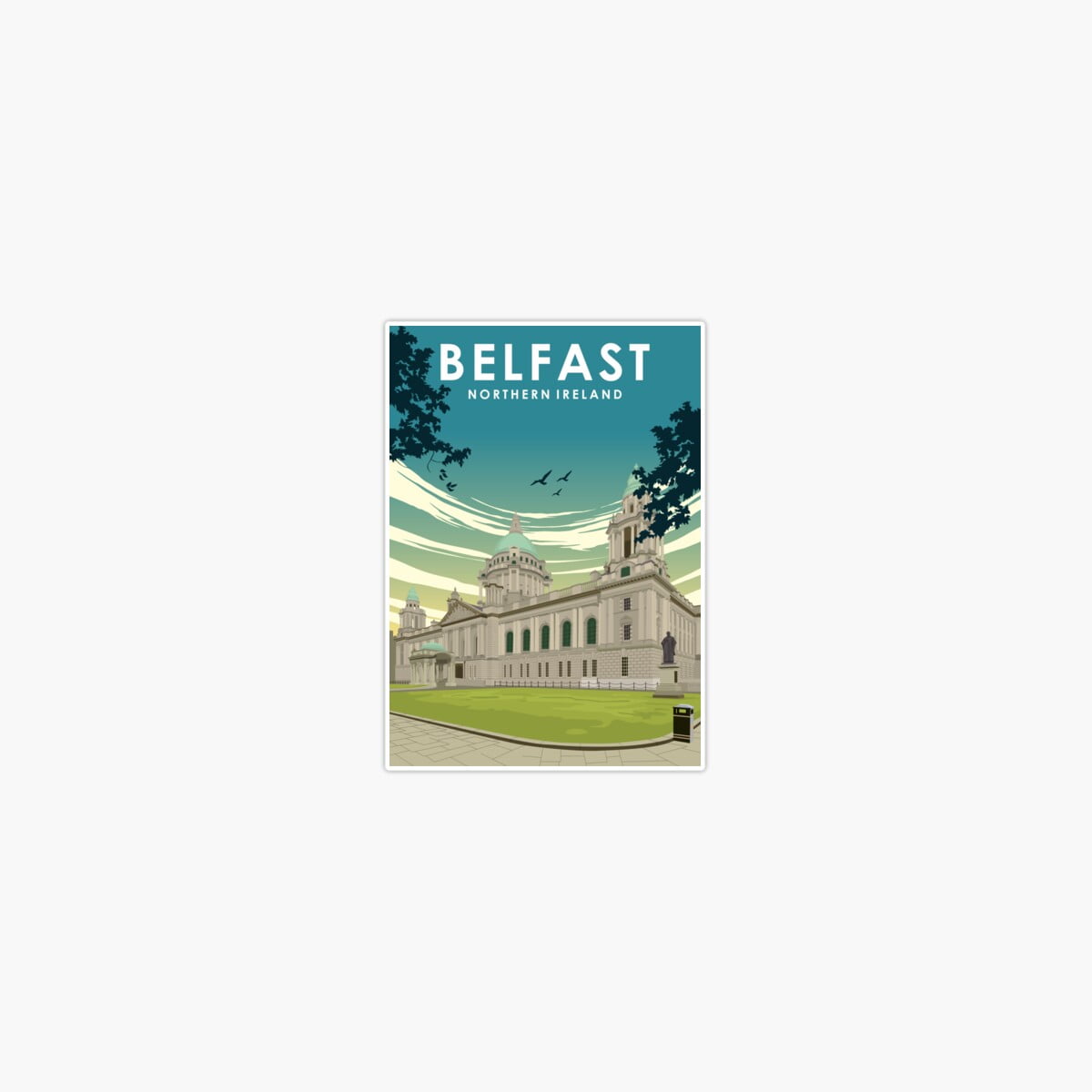 DOPASTICKER Belfast, Northern Ireland Retro Minimal Travel Poster ...