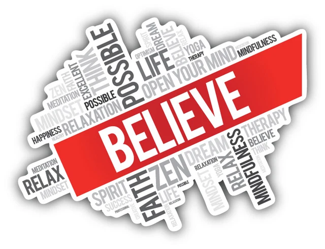 DOPASTICKER Believe Word Cloud Slogan Sticker Decal Phone Decal Water ...
