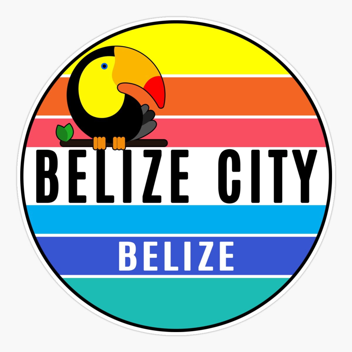 DOPASTICKER Belize City Belize Tropical Ocean Beach Diving Scuba Toucan ...
