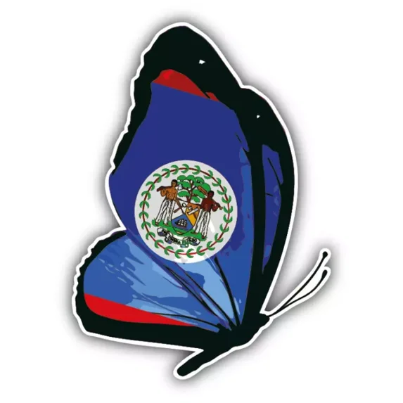 DOPASTICKER Belize Flag Butterfly Sticker Decal Phone Decal Water ...