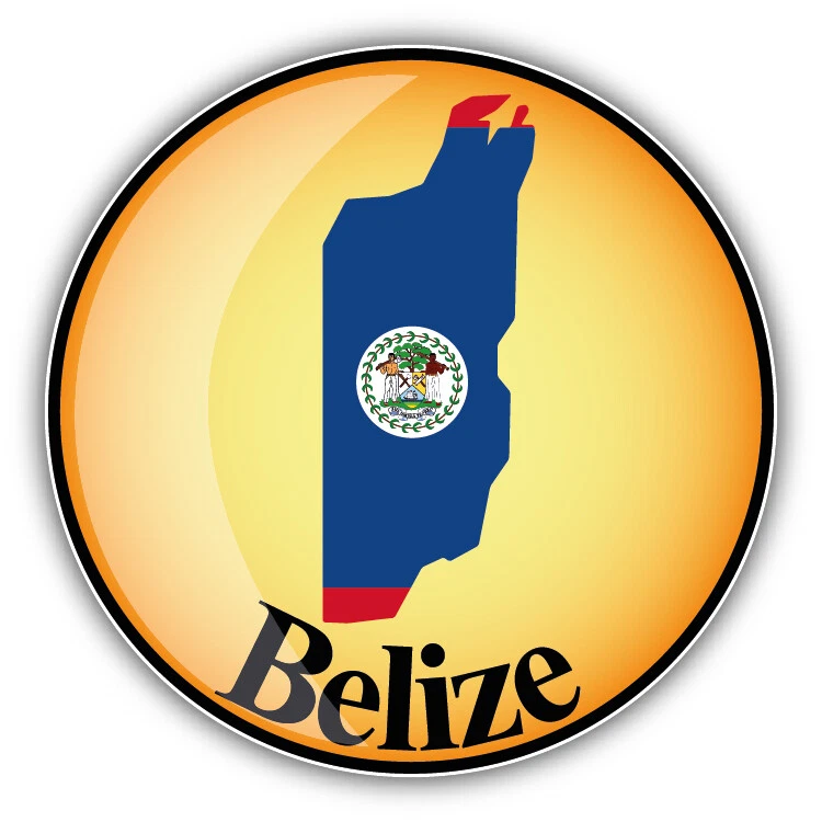 DOPASTICKER Belize Map Flag Glossy Label Car Bumper Sticker Decal Gift ...