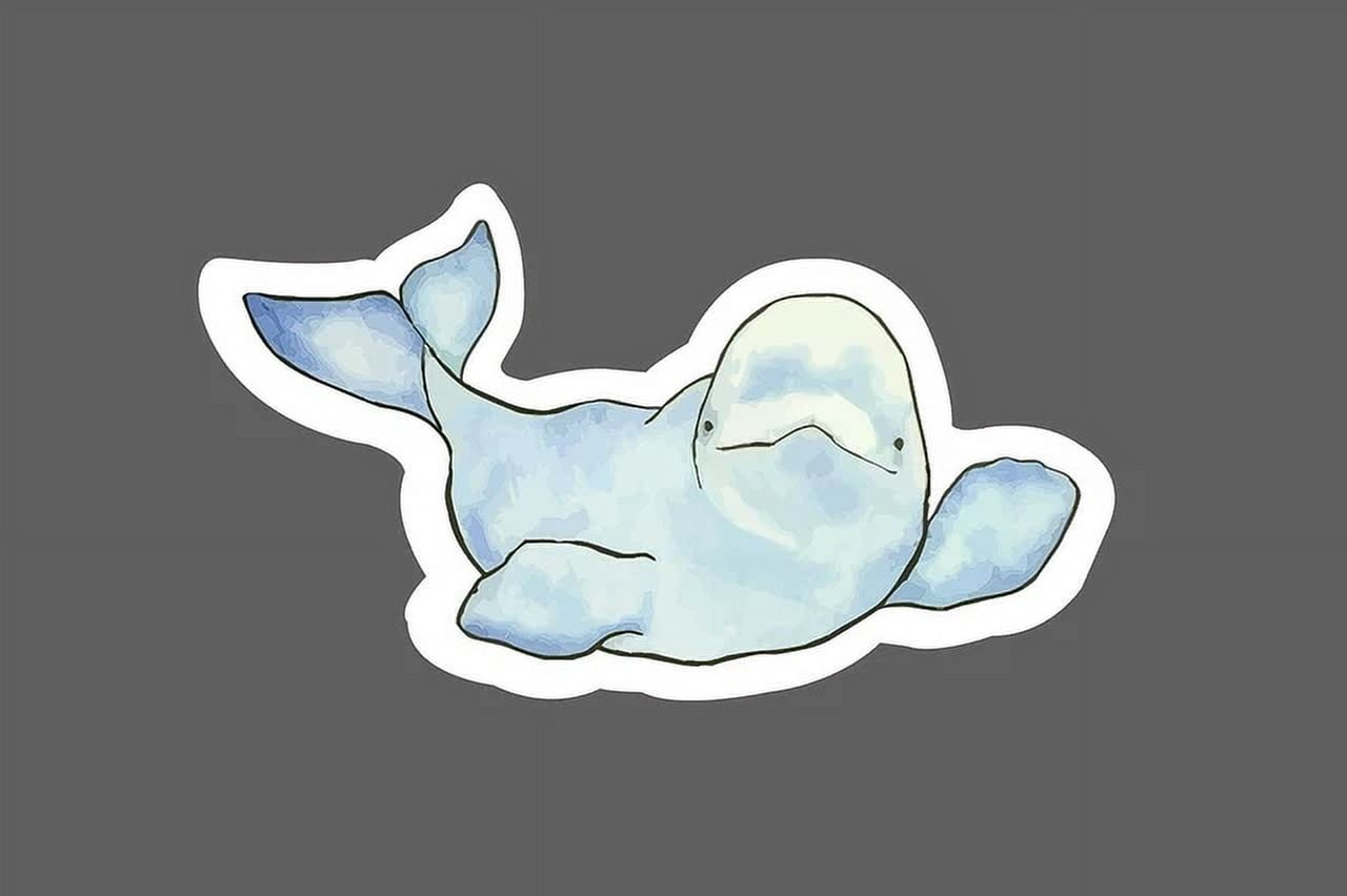 DOPASTICKER Beluga Whale Sticker Waving Ocean Animal Beach Tropical ...