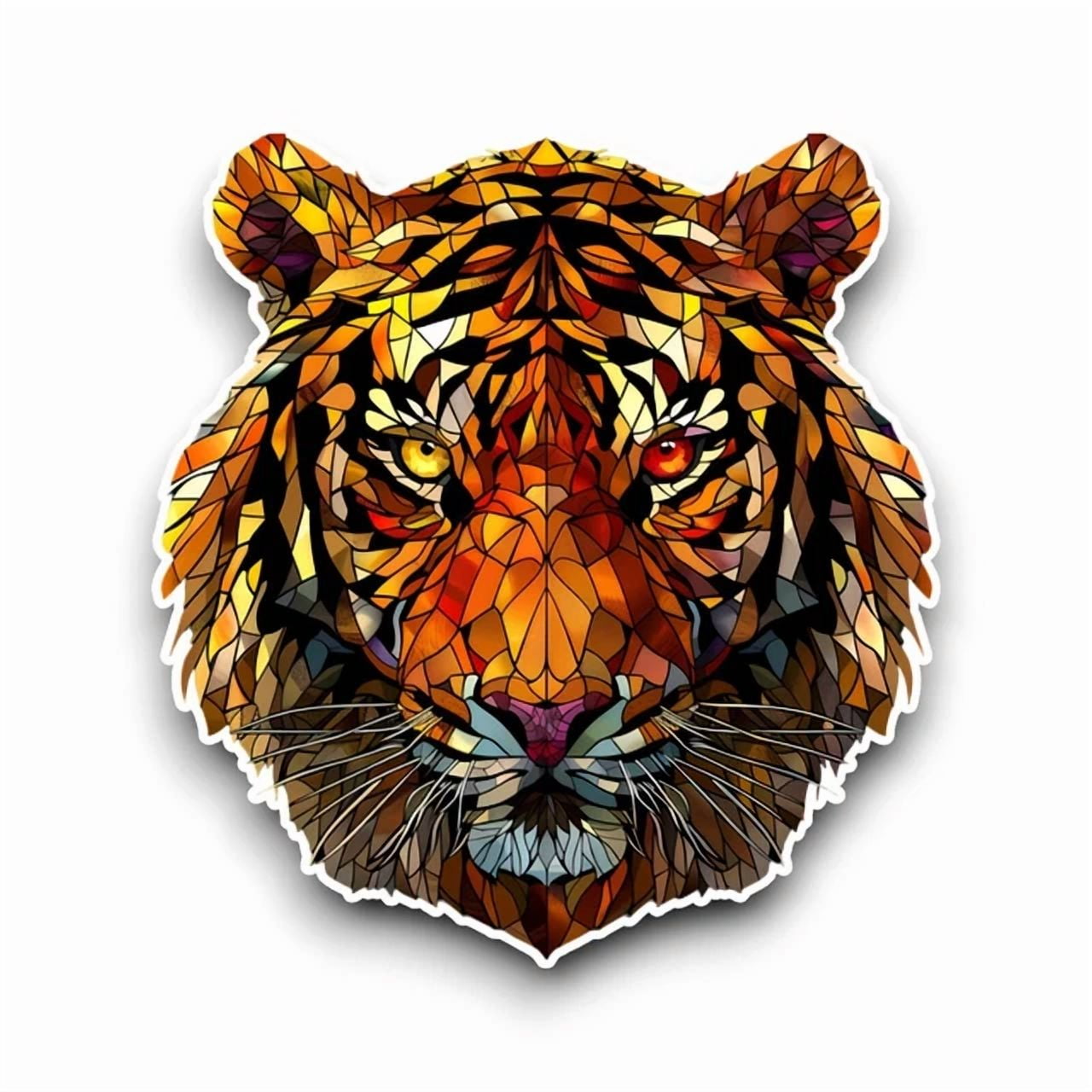 DOPASTICKER Bengal Tiger Big Cat Stained Glass Style Design Opaque ...