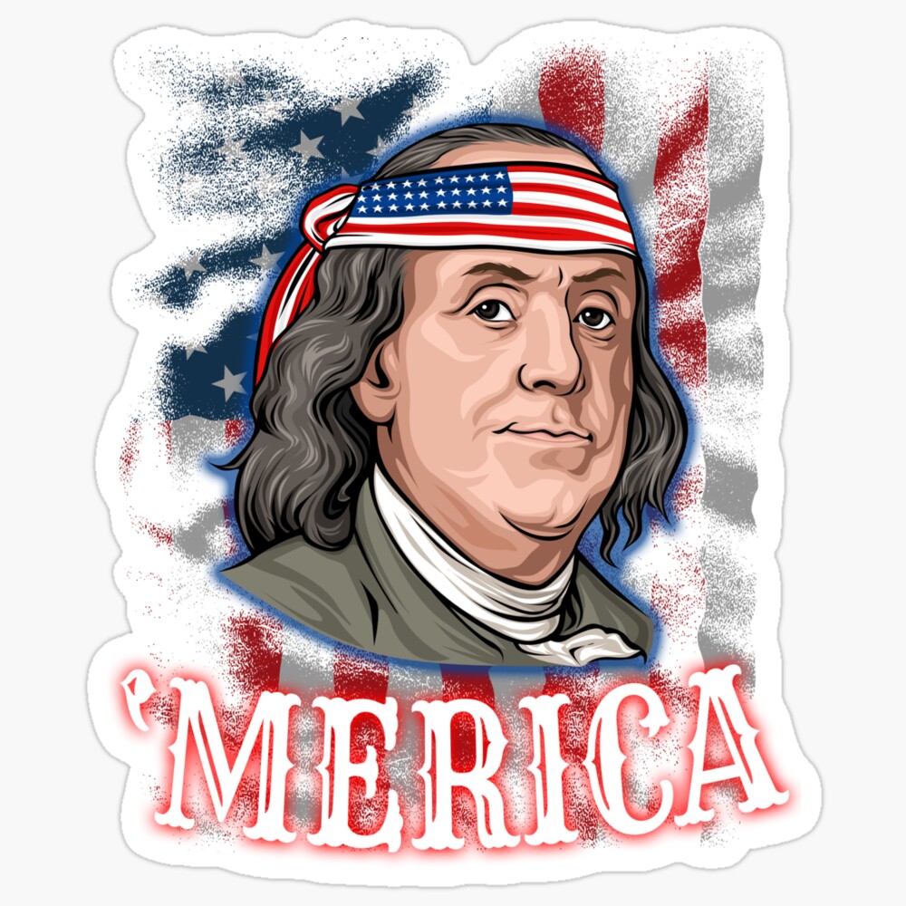 DOPASTICKER Benjamin Franklin 4Th Of July Sticker Fourth Of July ...