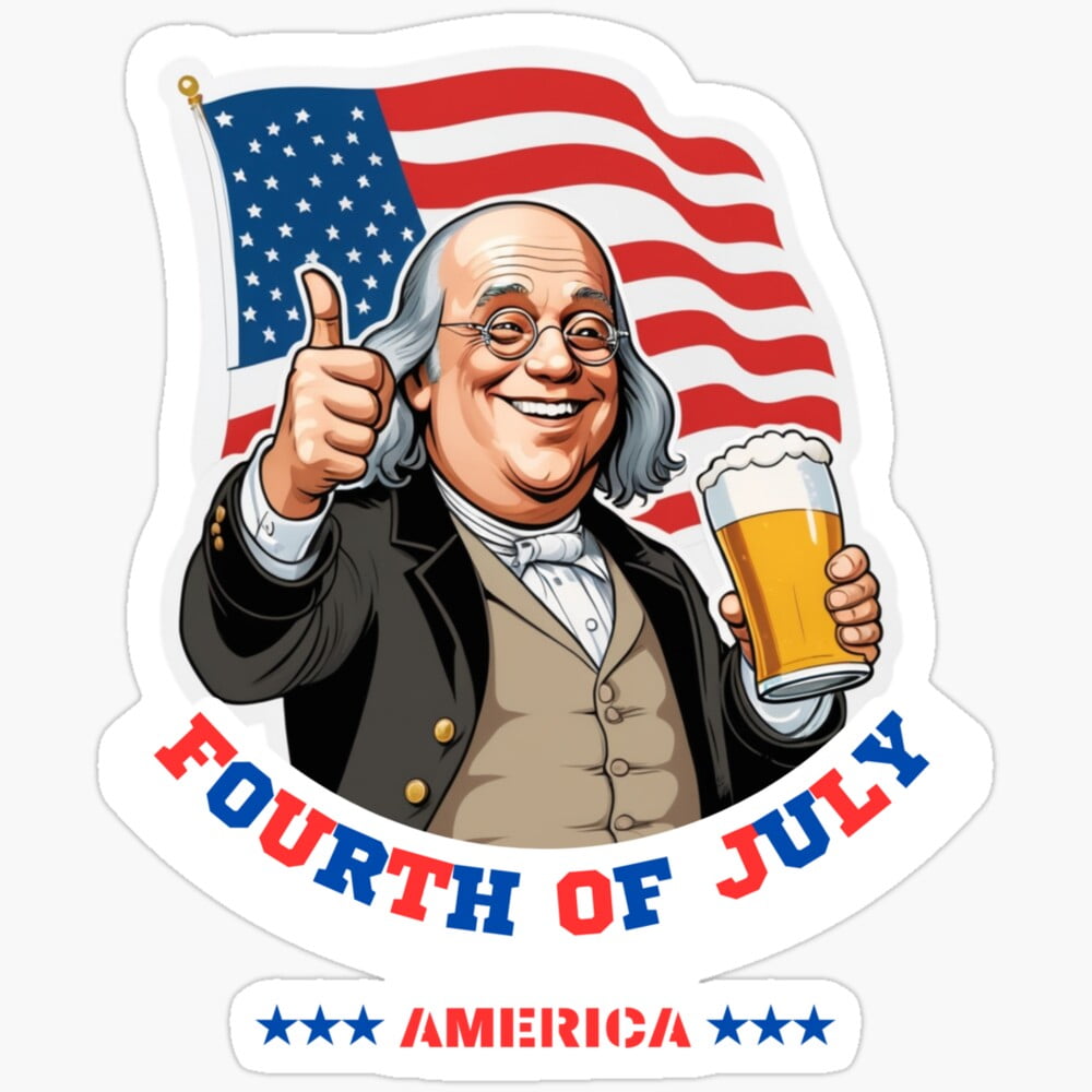 DOPASTICKER Benjamin Franklin 4Th Of July Usa National Sticker Phone ...