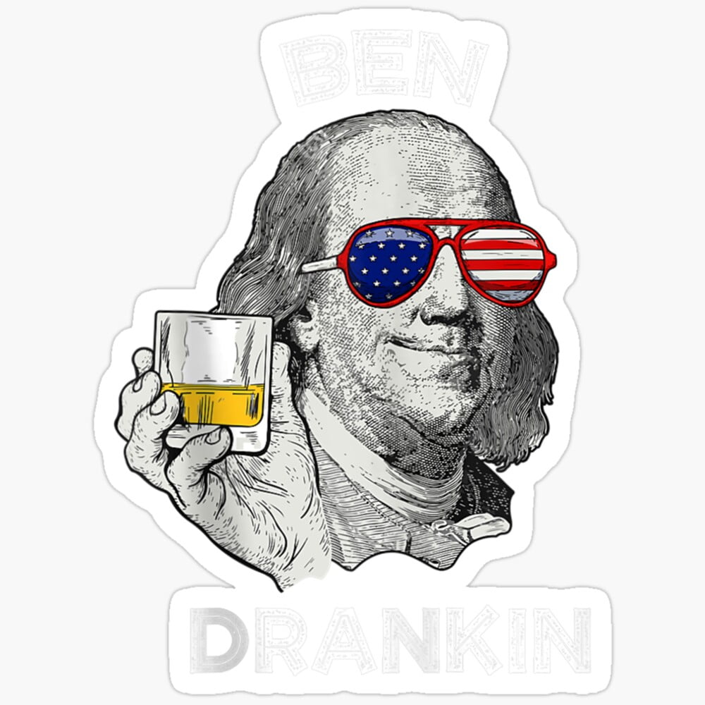 DOPASTICKER Benjamin Franklin, American Flag Glasses 4Th Of July Art ...