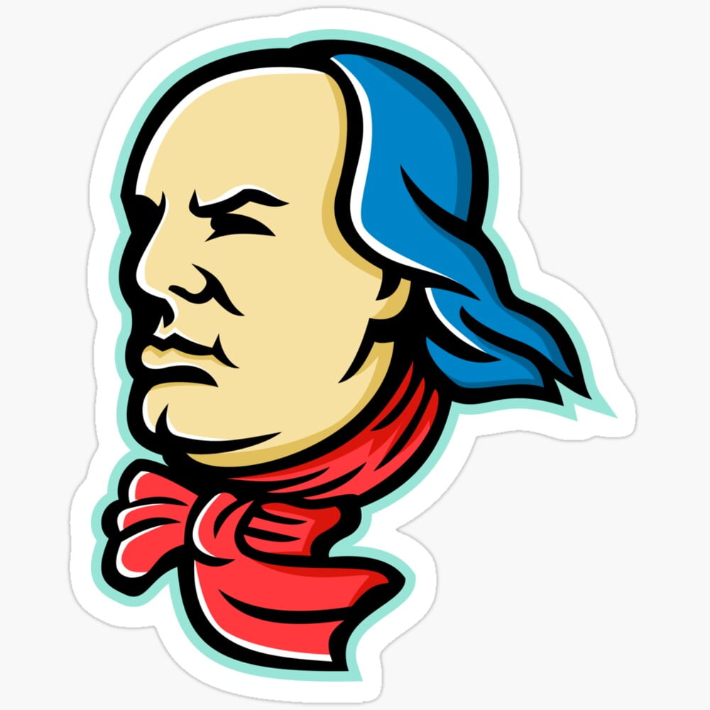DOPASTICKER Benjamin Franklin Mascot Sticker Phone Decal Water Bottle ...