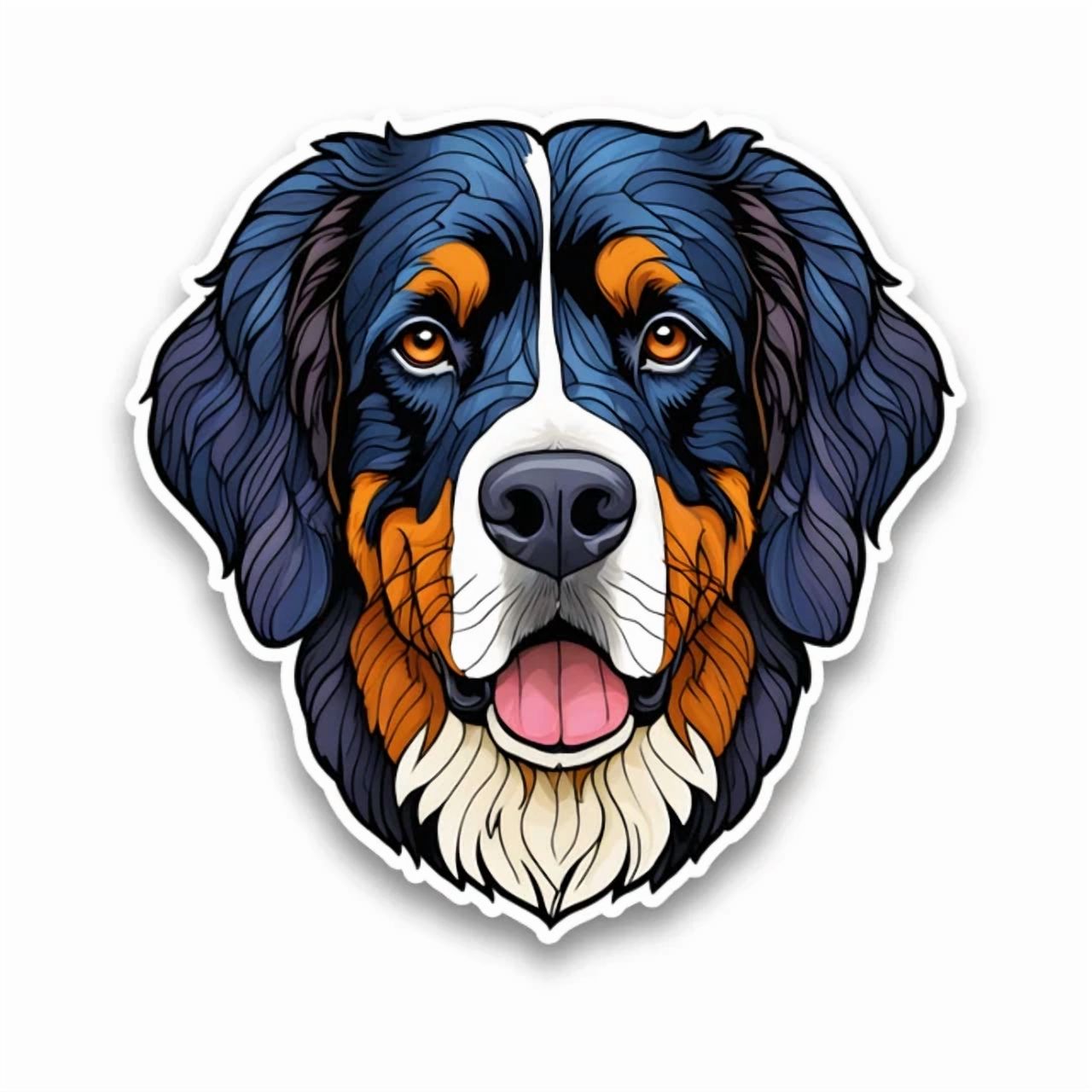 DOPASTICKER Bernese Mountain Dog Stained Glass Style Opaque Vibrant ...