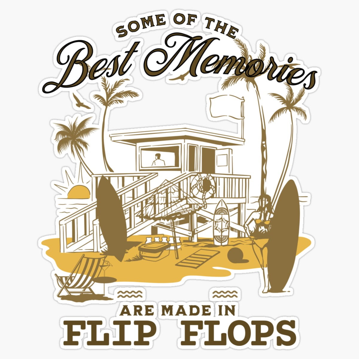 DOPASTICKER Best Memories Are Made In Flip Flops Sticker, Phone Sticker ...