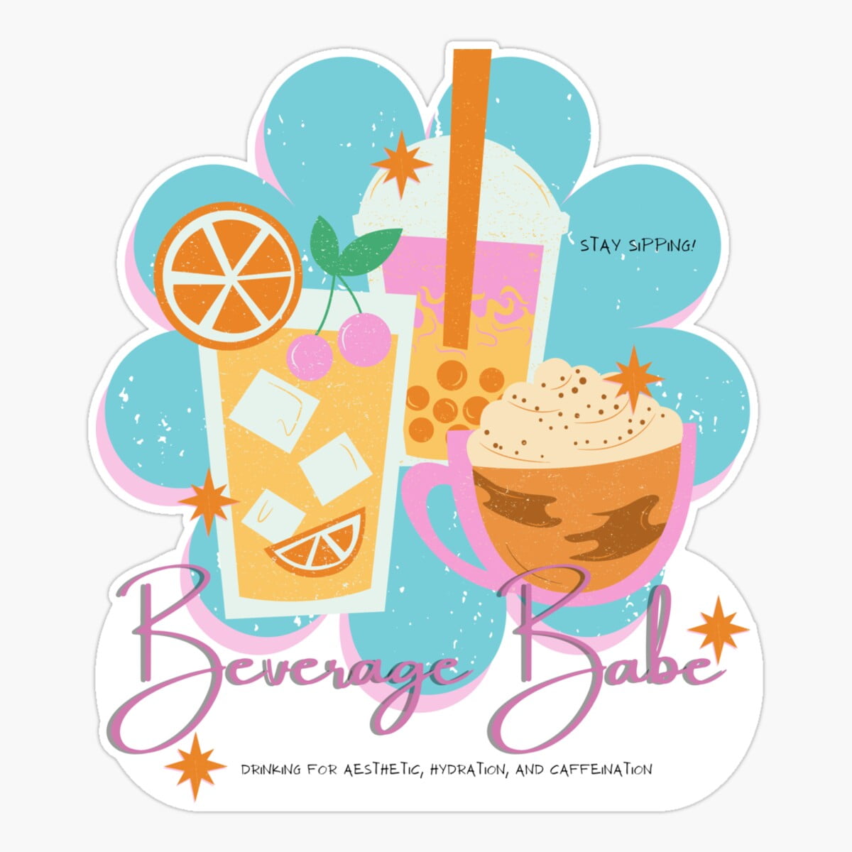 DOPASTICKER Beverage Babe Sticker, Phone Sticker Water Bottle Sticker ...