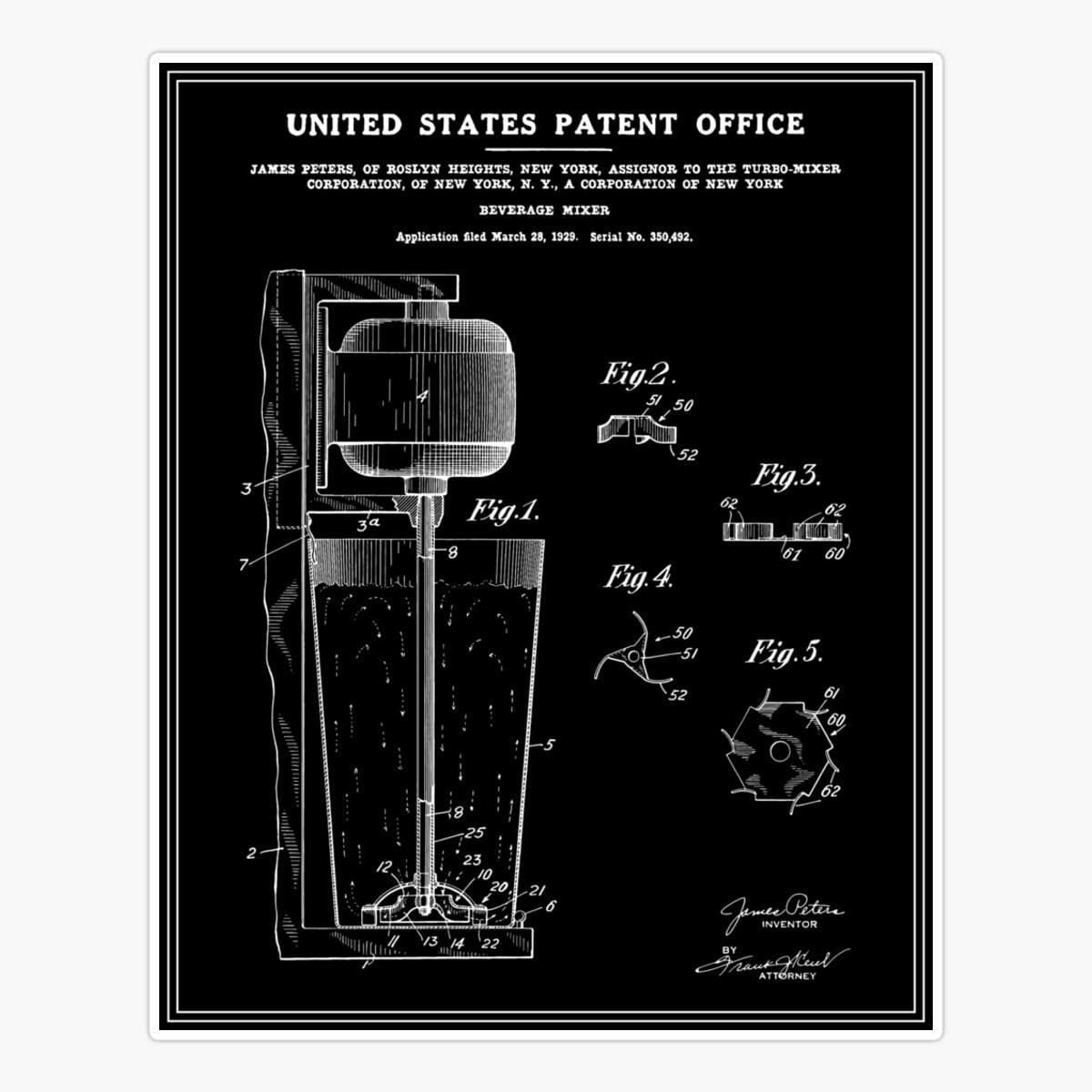 DOPASTICKER Beverage Mixer Patent - Black Sticker, Phone Sticker Car ...