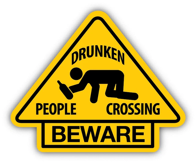 DOPASTICKER Beware Drunken People Crossing Warning Sticker Decal Phone ...