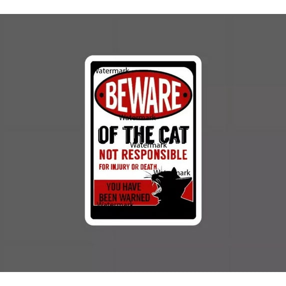 DOPASTICKER Beware Of Cat Sticker Injury Death Sticker Phone Sticker ...