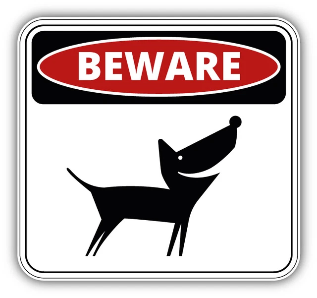 DOPASTICKER Beware Of Dog Danger Sign Sticker Decal Phone Decal Water ...