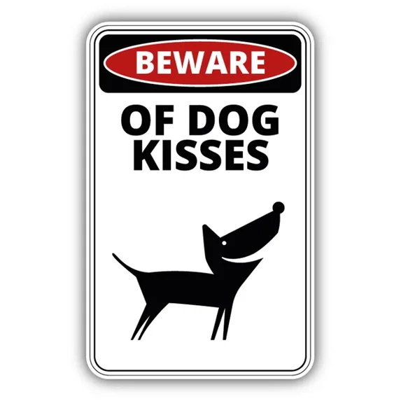 DOPASTICKER Beware Of Dog Kisses Warning Sign Sticker Decal Phone Decal ...