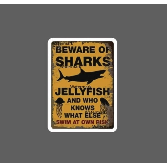 DOPASTICKER Beware Of Sharks Sticker Jellyfish Caution Sticker Phone ...