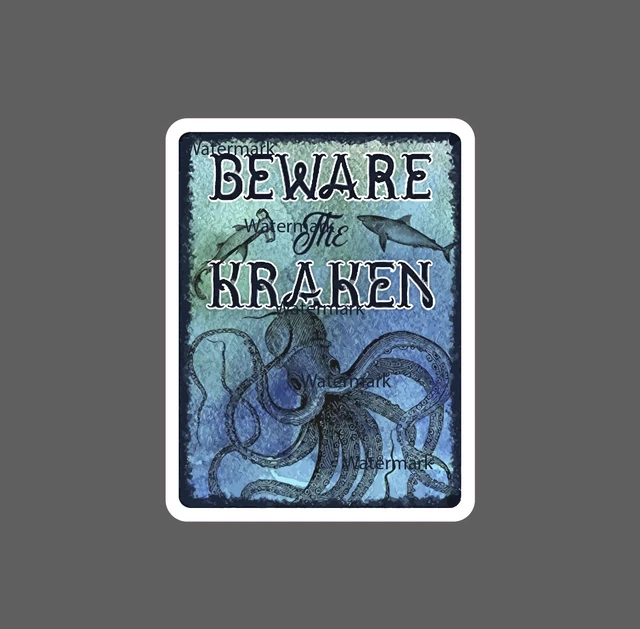 DOPASTICKER Beware The Kraken Sticker Ocean Warning Sticker Phone ...