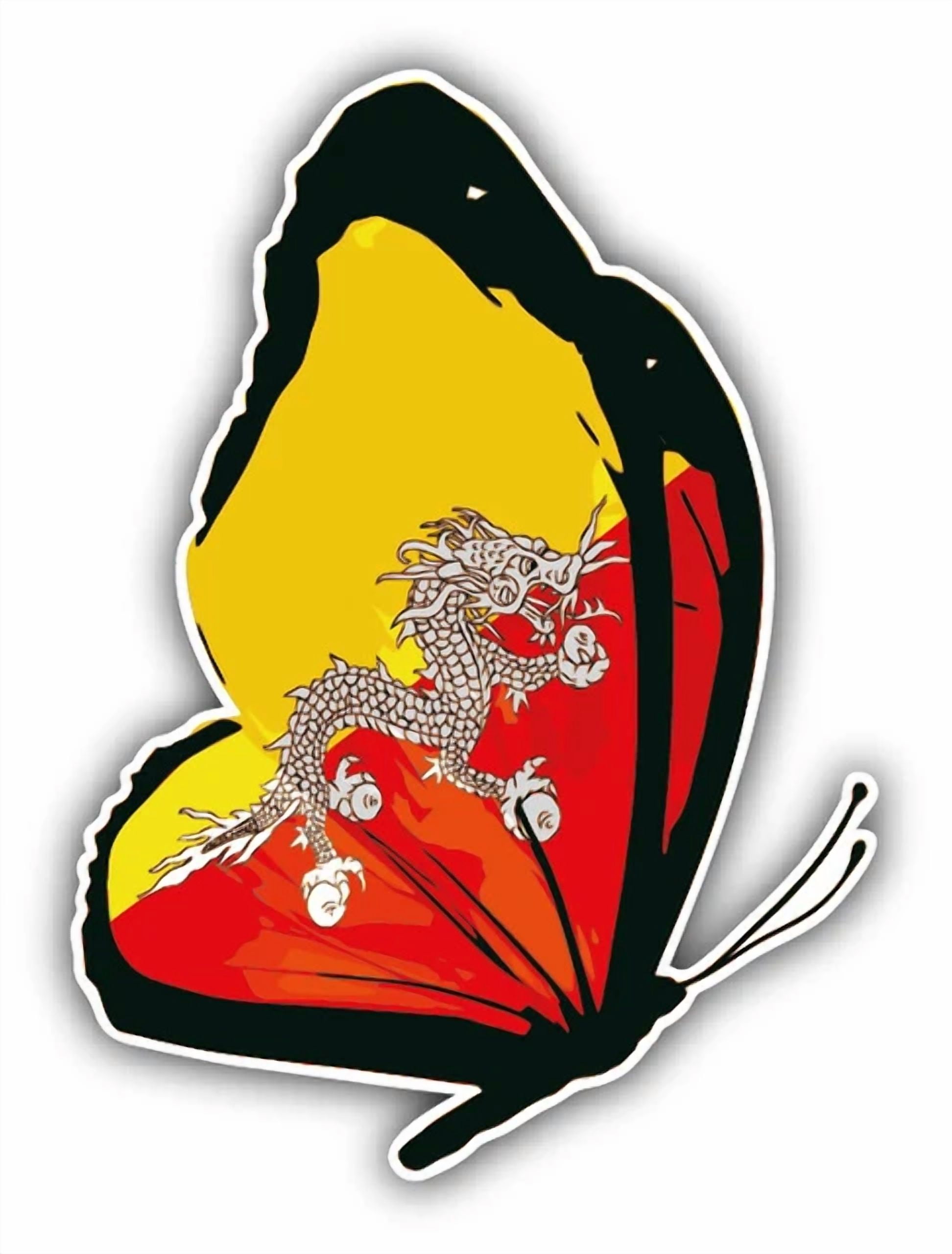 DOPASTICKER Bhutan Flag Butterfly Sticker Decal Phone Decal Water ...