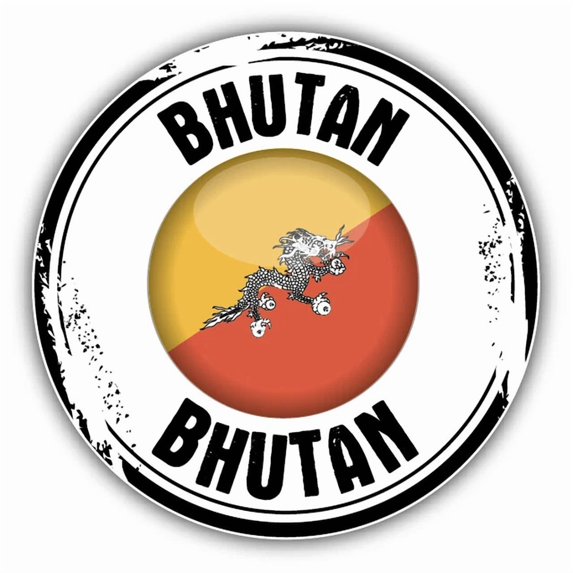 DOPASTICKER Bhutan Flag Grunge Label Sticker Decal Phone Decal Water ...