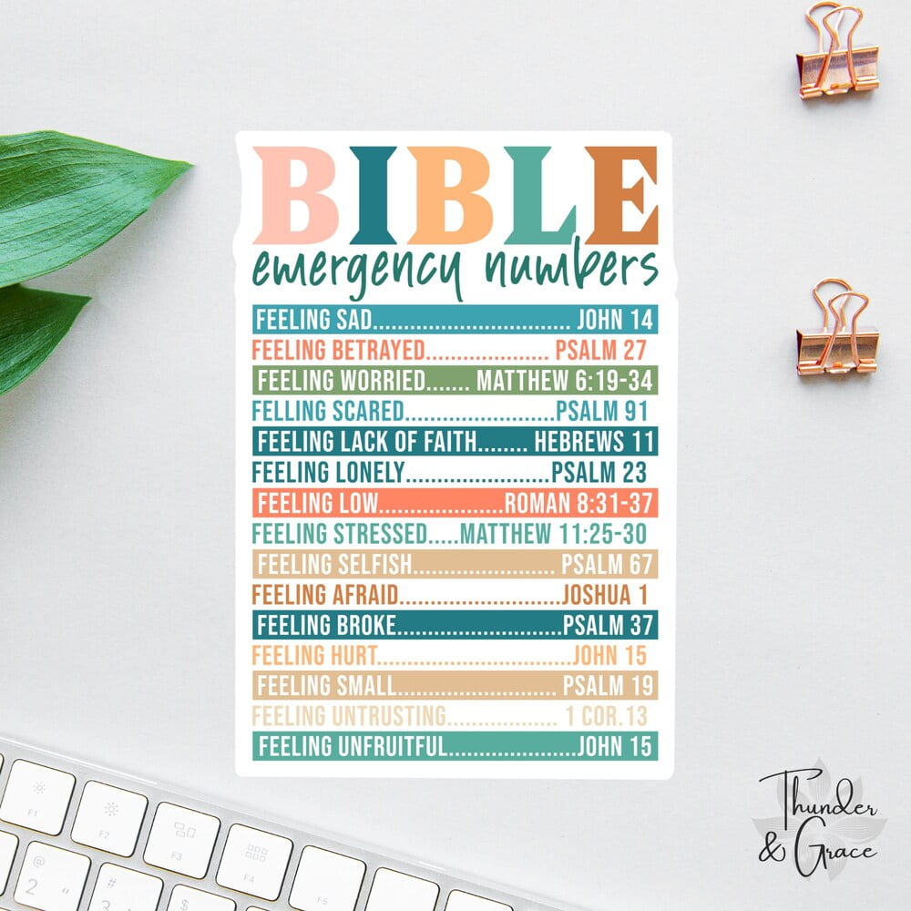DOPASTICKER Bible Emergency Numbers Christian Faith Sticker Phone ...