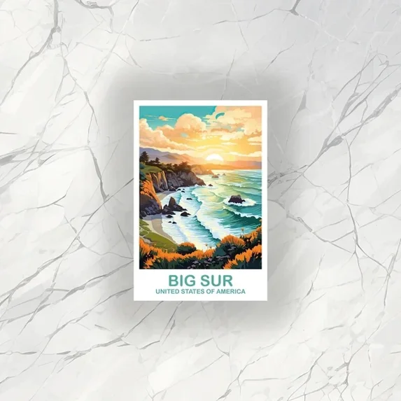 DOPASTICKER Big Sur Travel Sticker, California Skyline Art, Big Sur ...