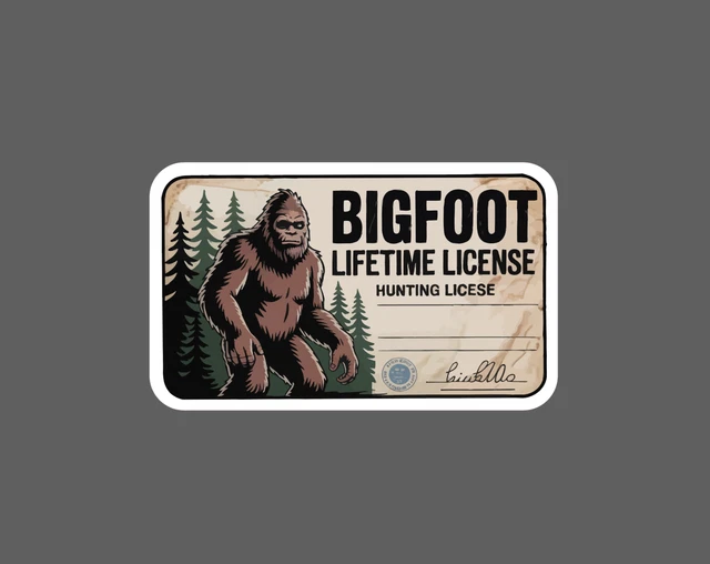 DOPASTICKER Bigfoot Hunting License Sticker Phone Sticker, Latop ...