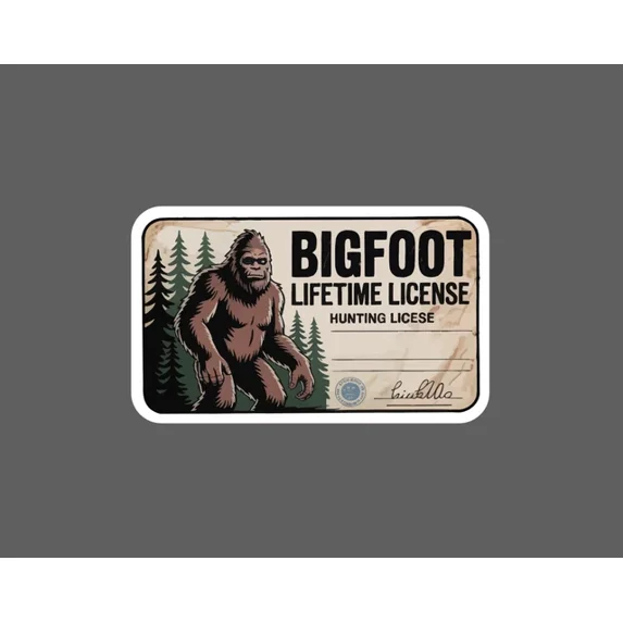DOPASTICKER Bigfoot Hunting License Sticker Phone Sticker, Latop ...