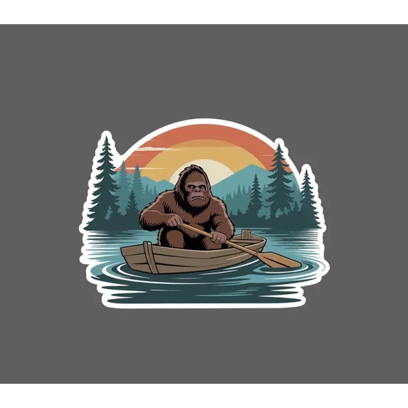 DOPASTICKER Bigfoot Rowboat Sticker Lake River Fishing Sticker Phone ...