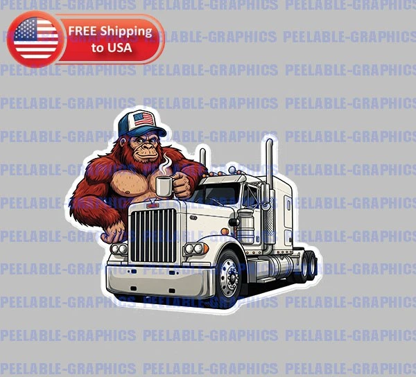 DOPASTICKER Bigfoot Saquatch Trucker Life Sticker Big Rig Semi Truck 18 ...
