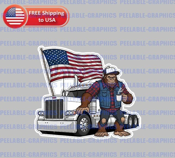 DOPASTICKER Bigfoot Saquatch Trucker Life Sticker Big Rig Semi Truck 18 ...