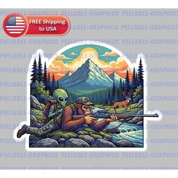 DOPASTICKER Bigfoot Sasquatch Alien Hunting Hunt Ufo Sticker Phone ...