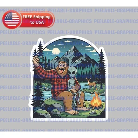 DOPASTICKER Bigfoot Sasquatch Selfie Alien Ufo Sticker Phone Sticker ...
