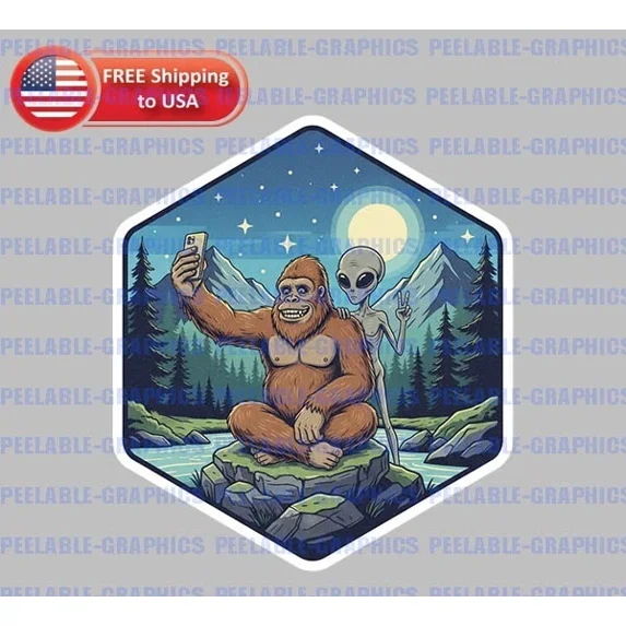 DOPASTICKER Bigfoot Sasquatch Selfie Alien Ufo Sticker Phone Sticker ...
