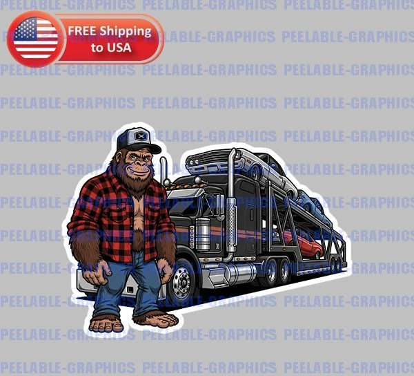 DOPASTICKER Bigfoot Sasquatch Trucker Car Hauler Sticker Big Rig Semi ...