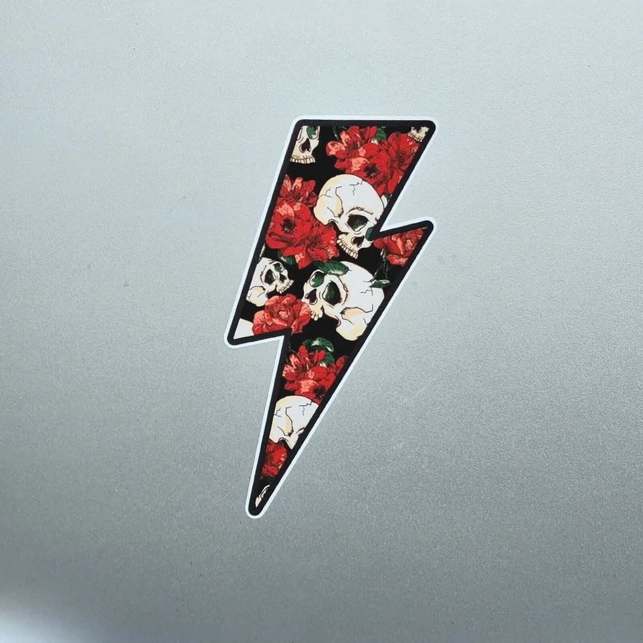DOPASTICKER Bik.Er Skull & Roses Lightning Bolt Strike Sticker Decal ...