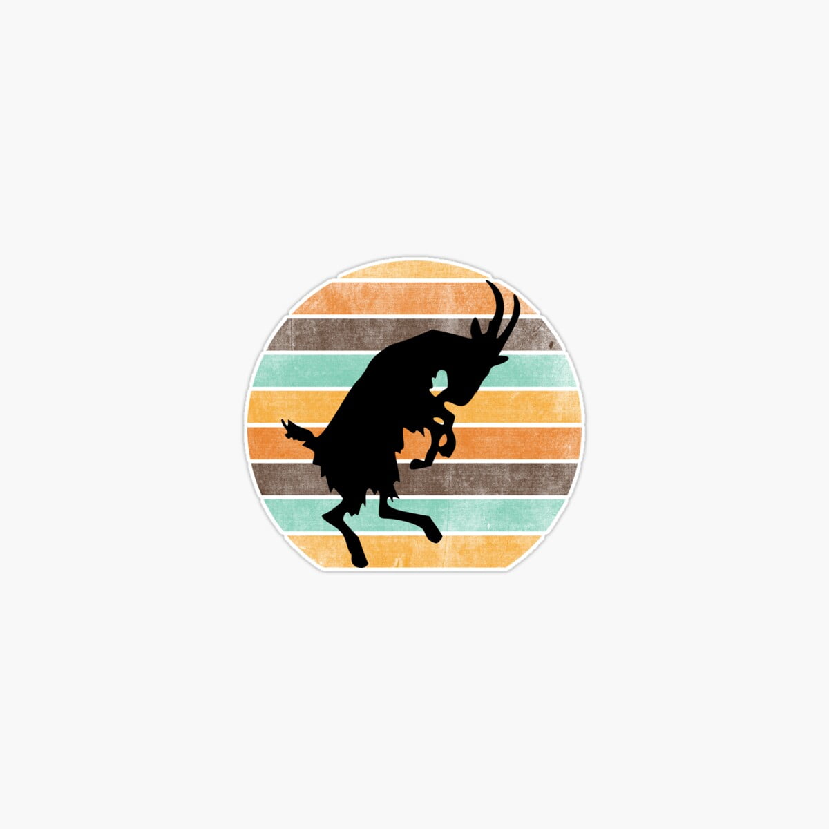 DOPASTICKER Billy Goat Silhouette Retro Sunset Sticker, Phone Sticker ...