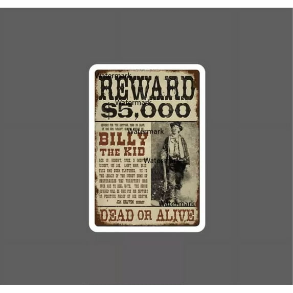 DOPASTICKER Billy The Kid Sticker Wanted Poster Sticker Phone Sticker ...