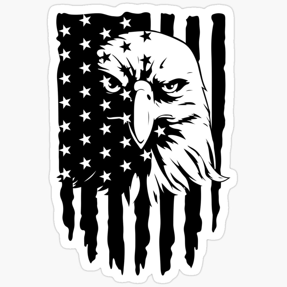 DOPASTICKER Black American Eagle Flag Sticker Fourth Of July Sticker ...