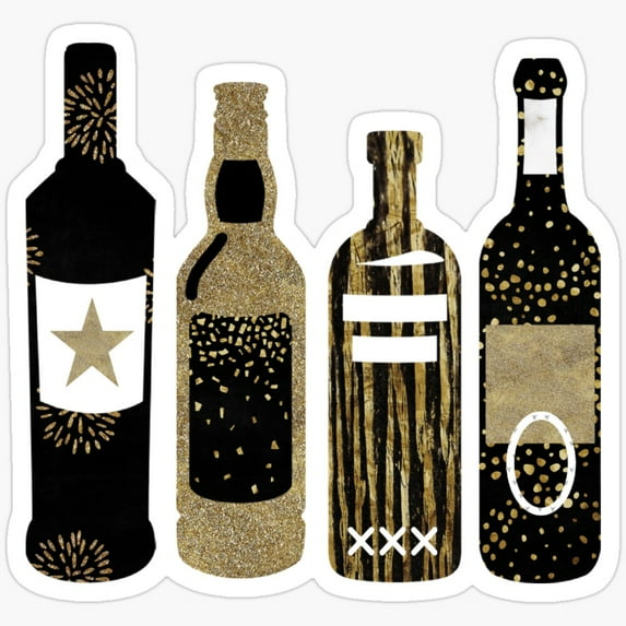 DOPASTICKER Black And Gold Alc Bottles - Perfect Birthday Gift Everyone ...