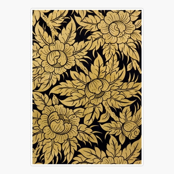 DOPASTICKER Black And Gold Brocade Sticker, Phone Sticker Car Sticker ...