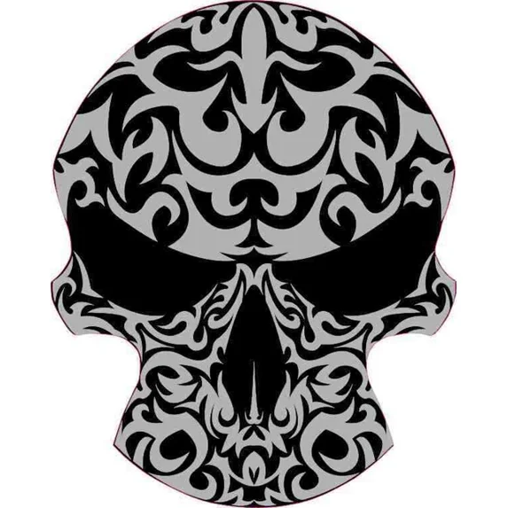 DOPASTICKER Black And Gray Tribal Skull Sticker Car Sticker Phone ...