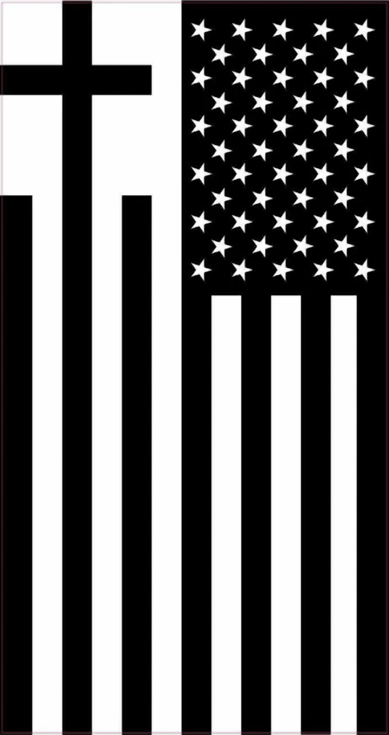 DOPASTICKER Black And White Cross American Flag Sticker Vehicle Sticker ...