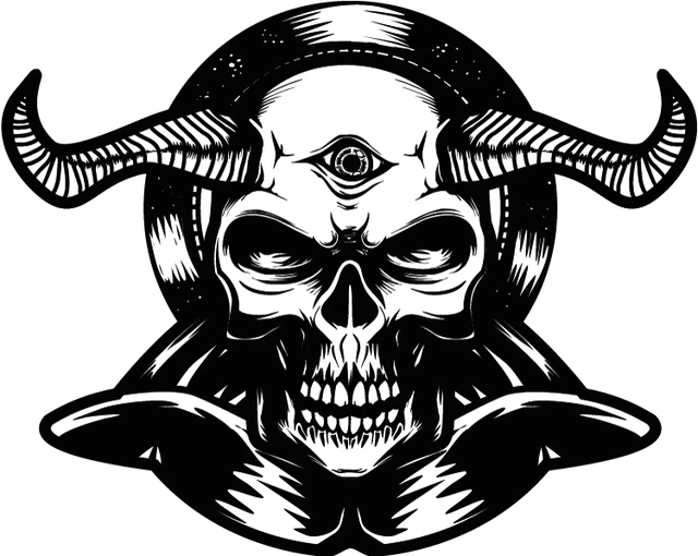 DOPASTICKER Black And White Devil Torso Horn Skull Sticker Decal Phone ...