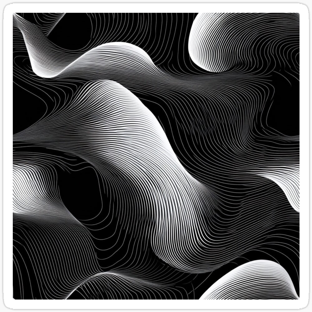 DOPASTICKER Black And White Flowing Lines Sticker Phone Decal Water ...