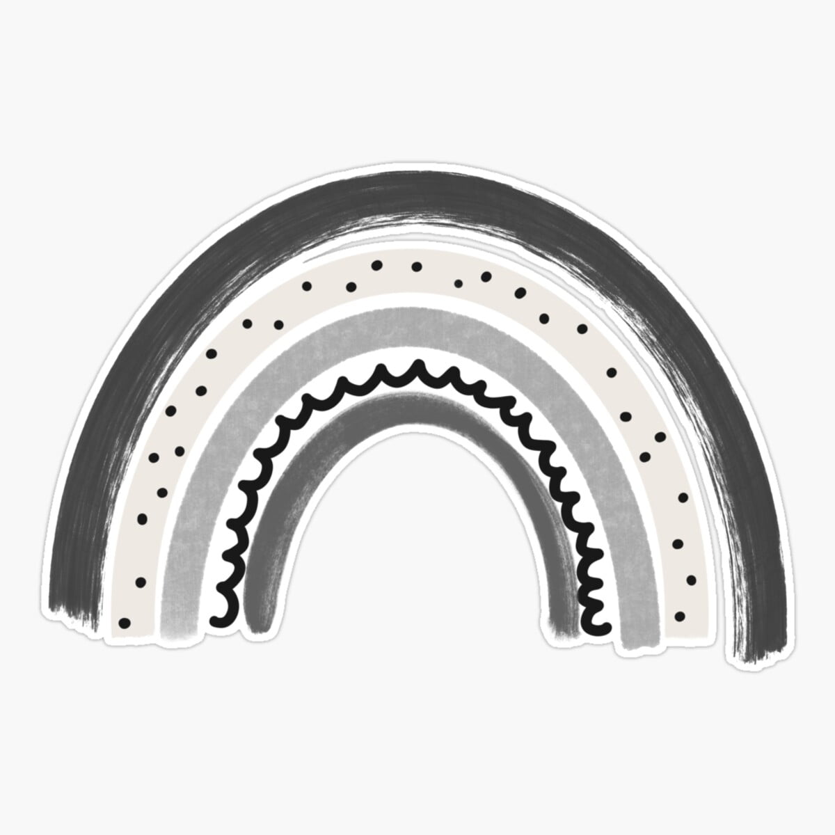 DOPASTICKER Black And White Rainbow Sticker, Phone Sticker Car Stickers ...