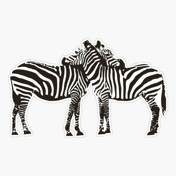 DOPASTICKER Black And White Zebras Hugging Sticker, Phone Sticker Car ...