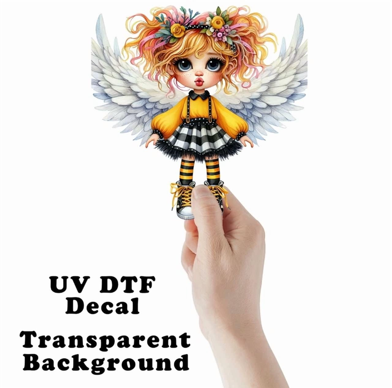 DOPASTICKER Black And Yellow Little Angel Sticker - Design Preview Only ...
